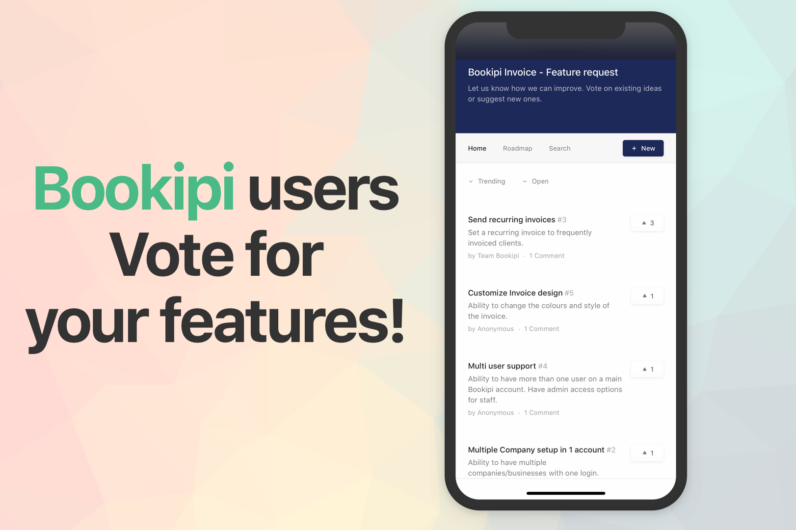 Request & vote for new features on Bookipi Invoice | Bookipi