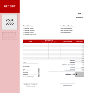 Free Medical Bill Receipt Templates | Bookipi