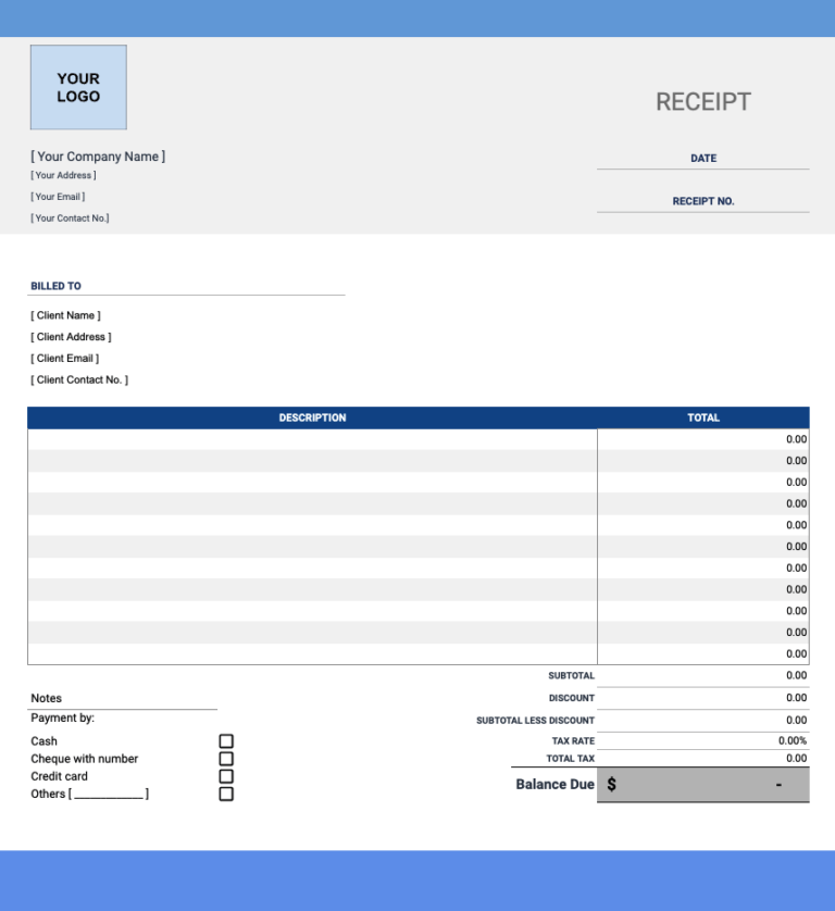 Free Rent Receipt Templates | Bookipi